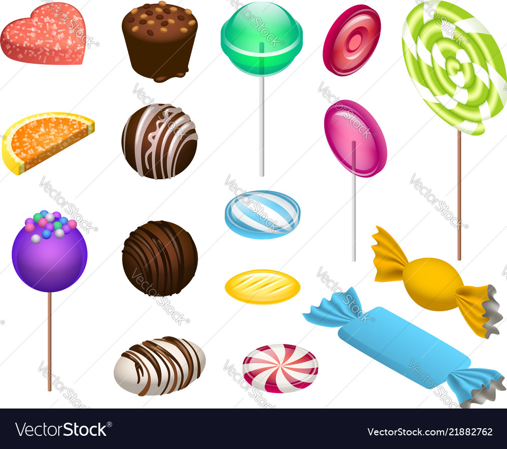 Sweet candy icon set isometric style Royalty Free Vector