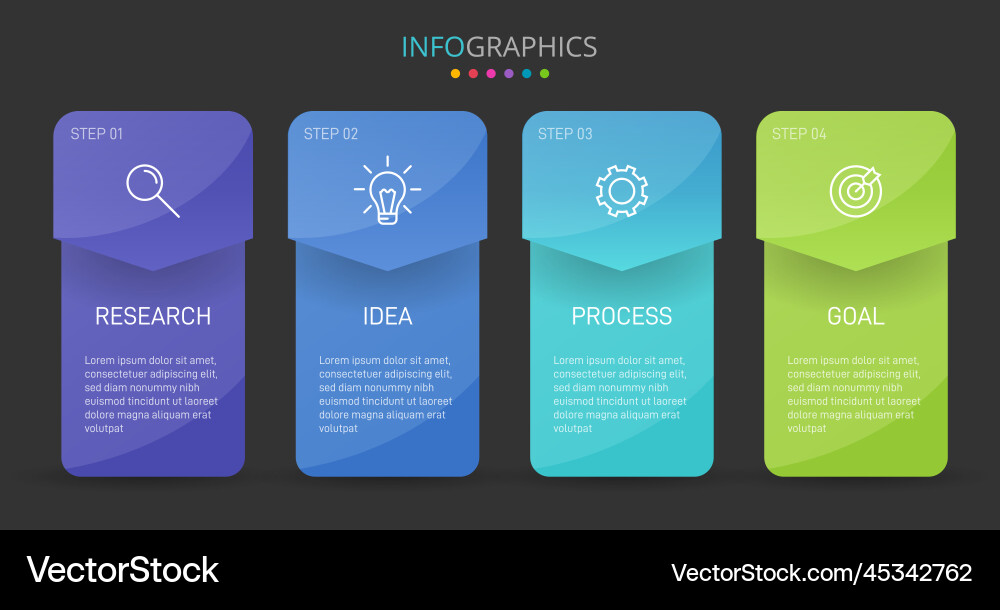 Vertical infographic design with icons and 4 Vector Image