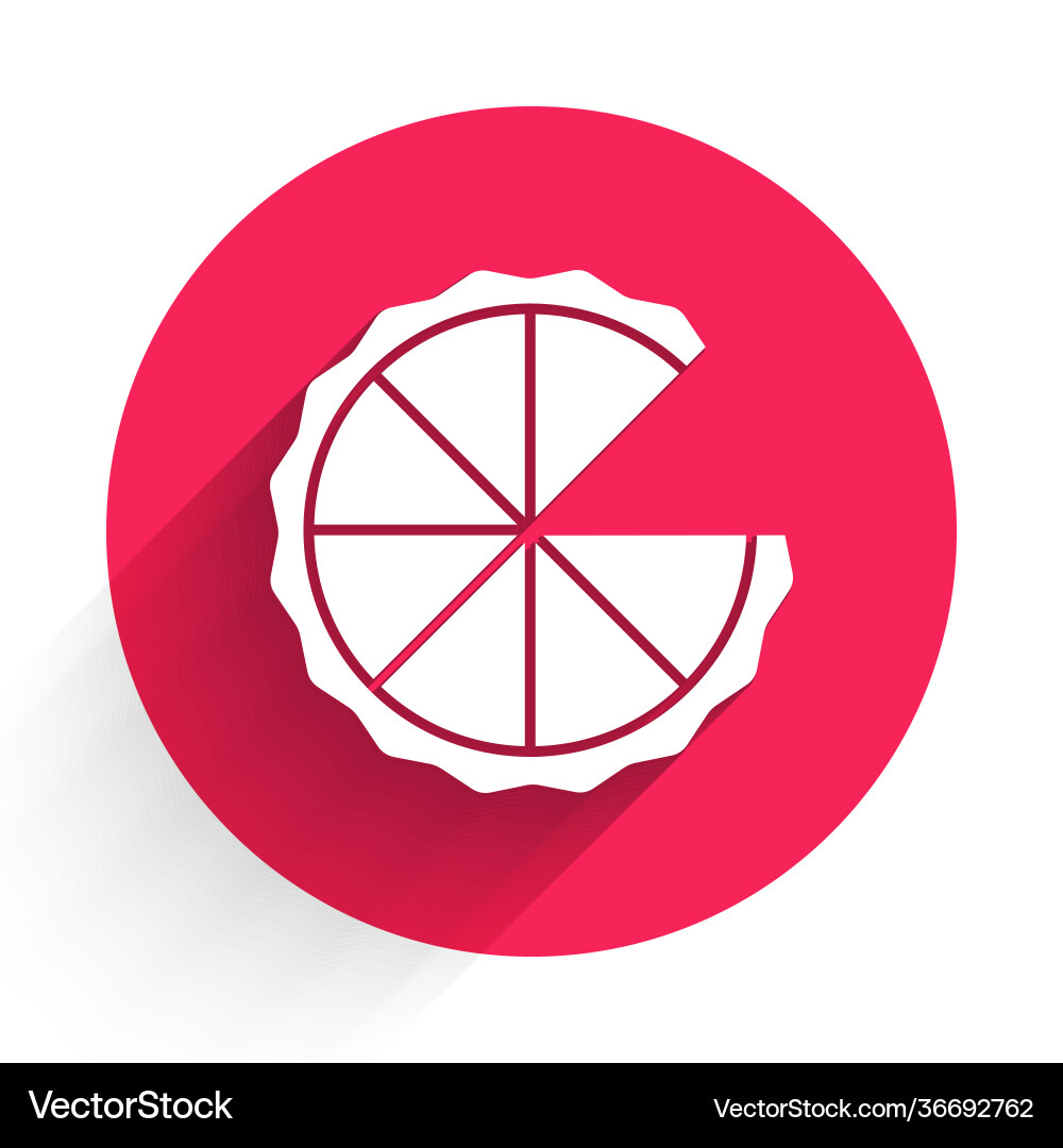 White homemade pie icon isolated with long shadow Vector Image