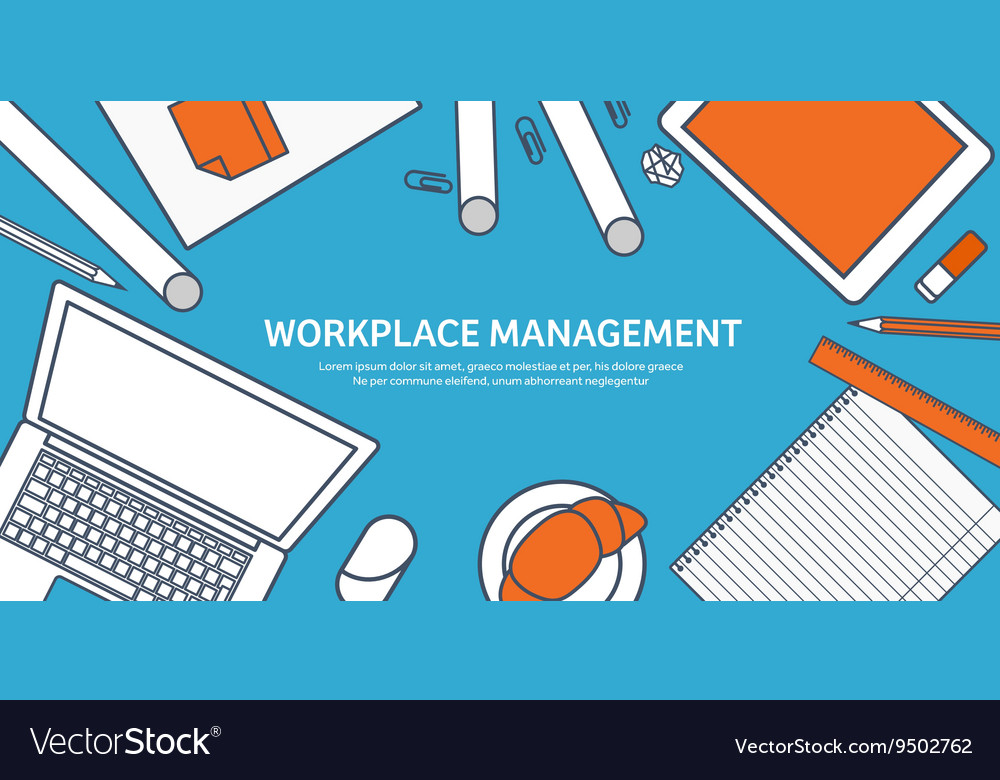 Workplace with table and computer Royalty Free Vector Image