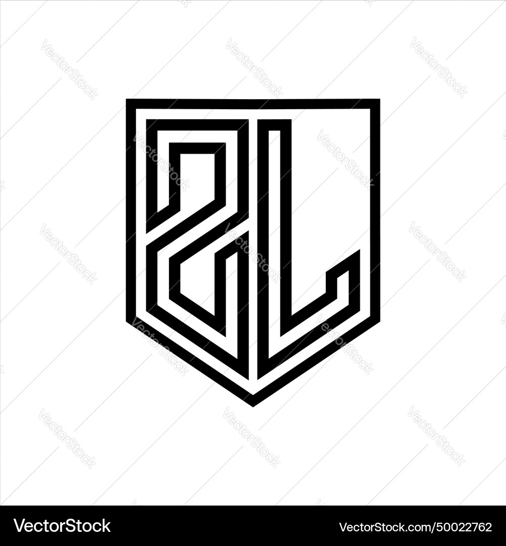 Zl letter logo monogram shield geometric line Vector Image