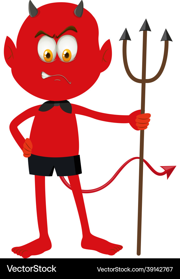A red devil cartoon character with facial Vector Image