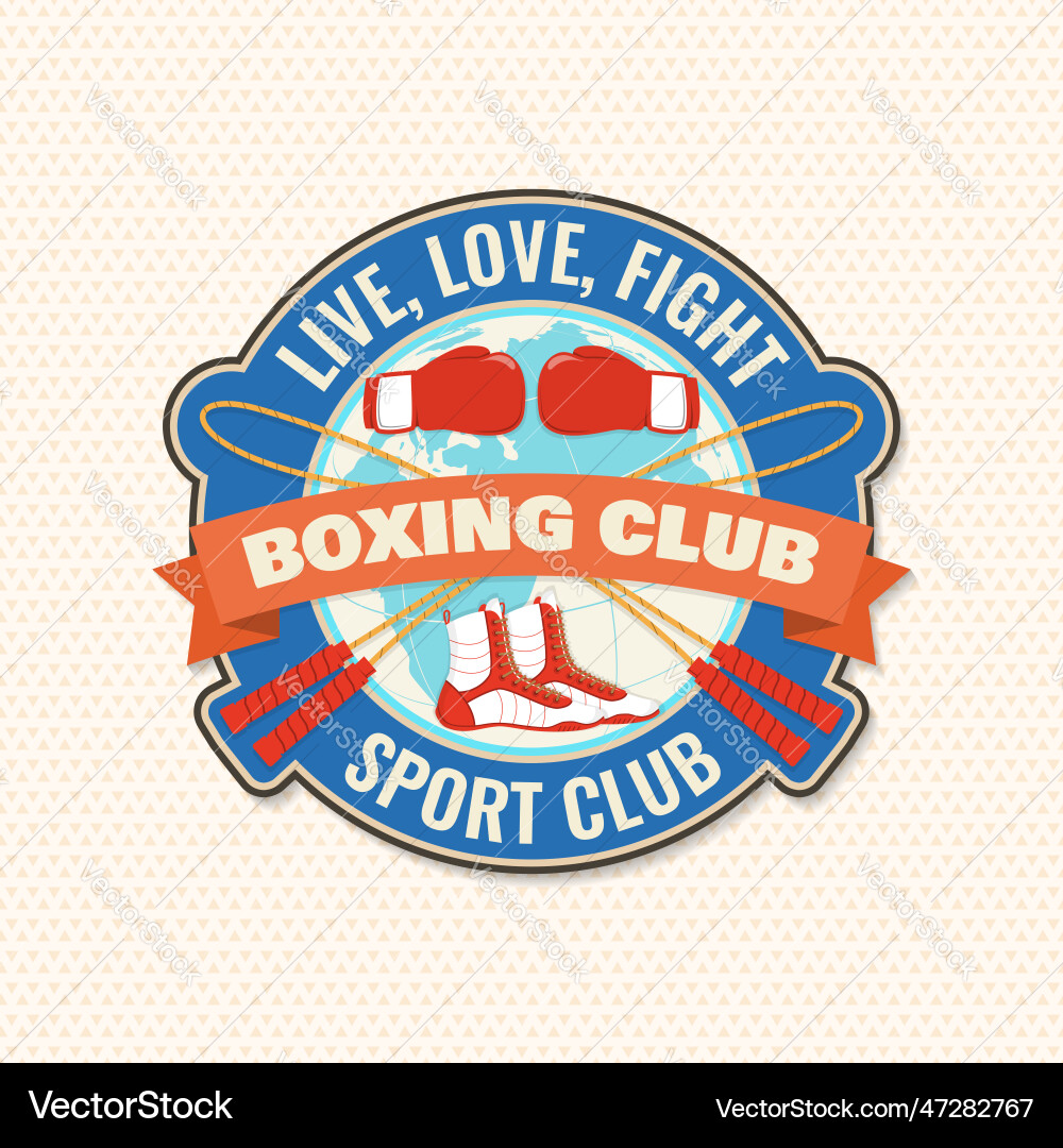 Boxing club badge logo patch design Royalty Free Vector