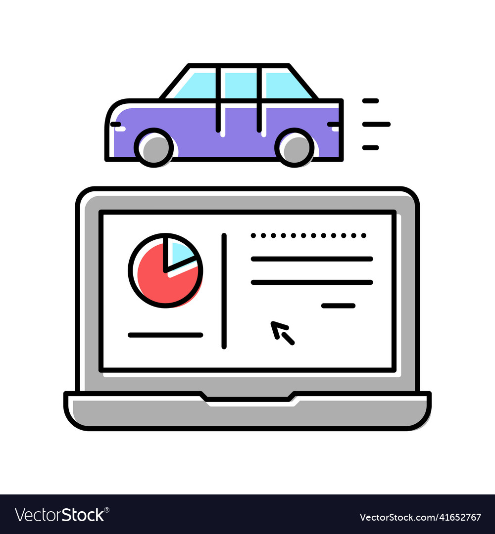 Car test computer program color icon Royalty Free Vector