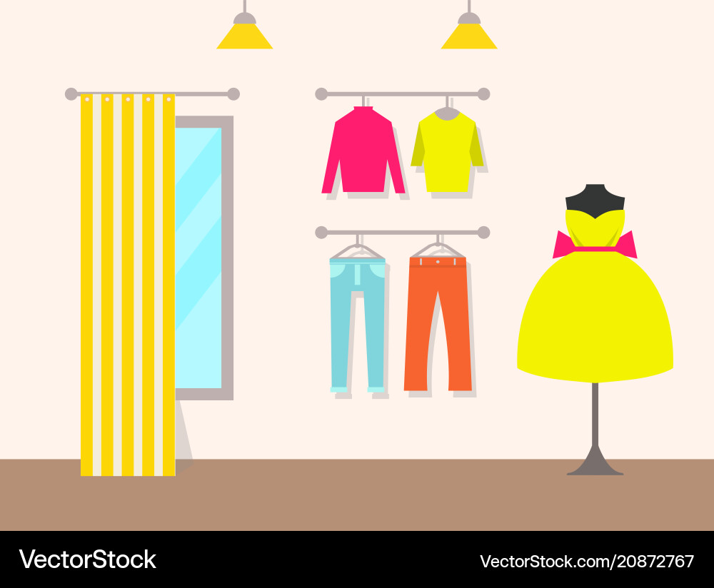 Clothing store and products Royalty Free Vector Image
