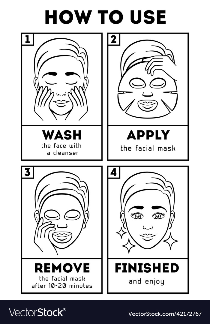 How to use facial sheet mask beauty and care Vector Image