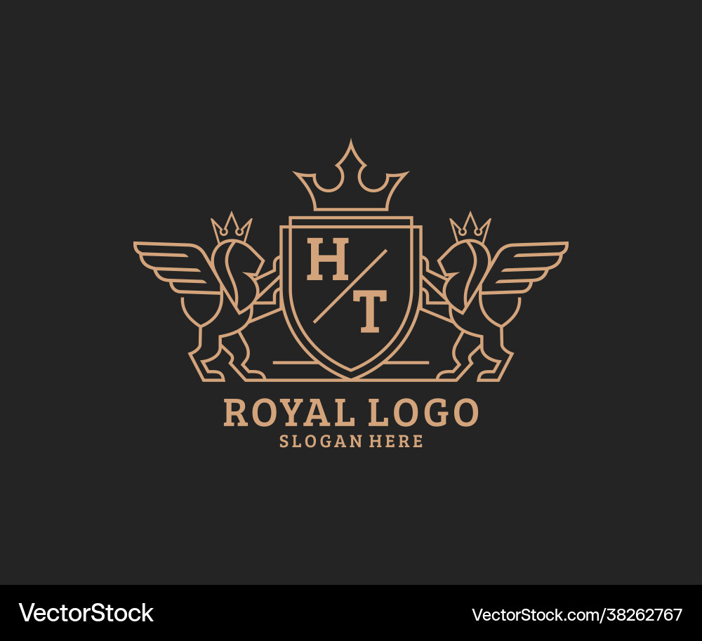 Initial ht letter lion royal luxury heraldiccrest Vector Image