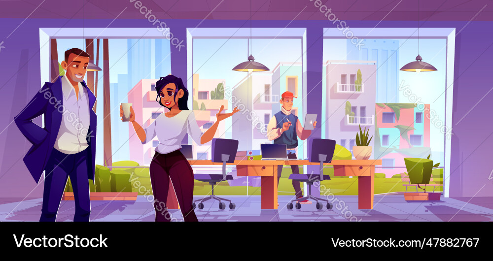 People at work in office interior cartoon Vector Image