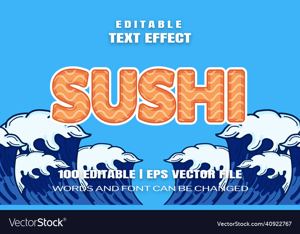 Sushi text effect Royalty Free Vector Image - VectorStock