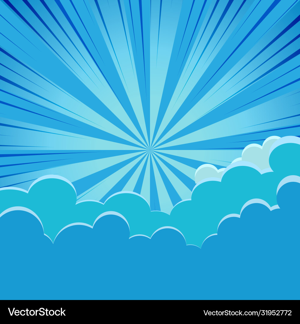 Abstract comic cartoon cloud and sunlight Vector Image