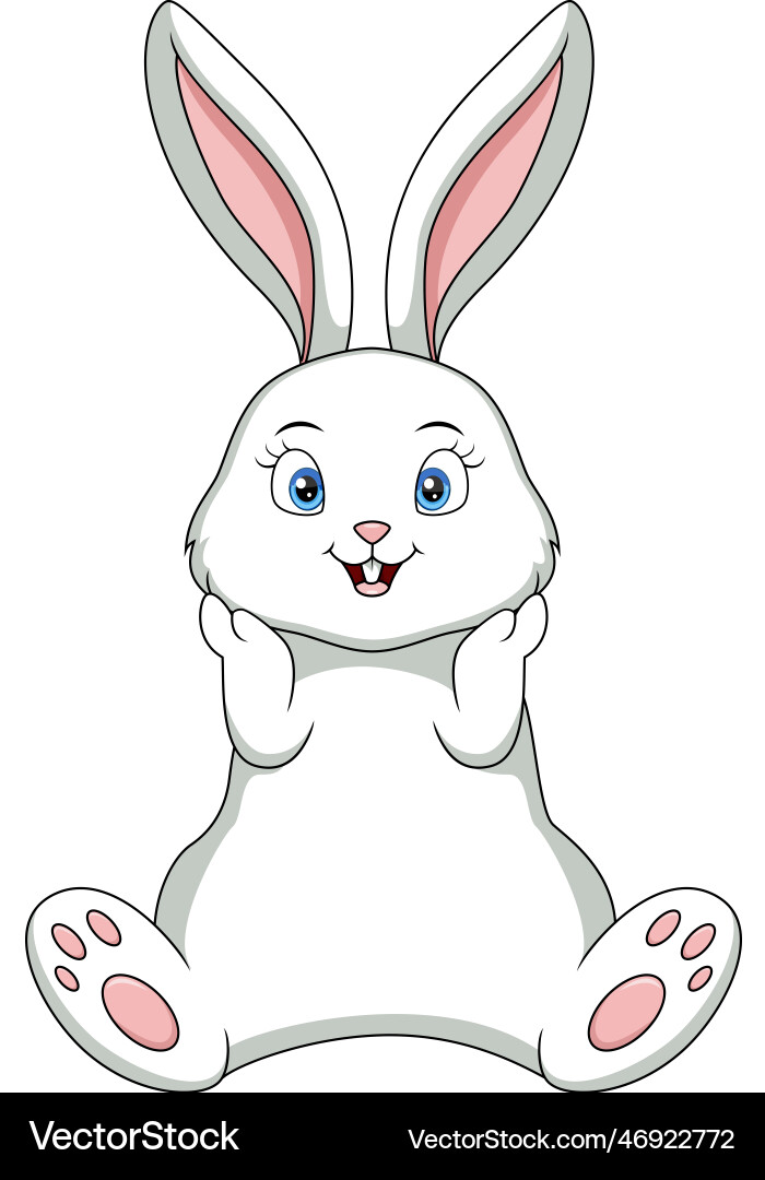 Cute white bunny cartoon on background Royalty Free Vector