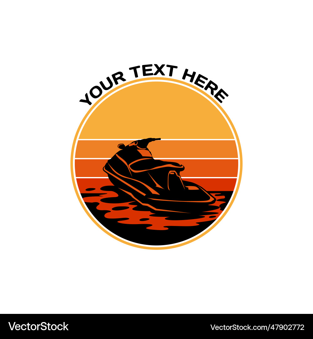 Jet ski emblem and label design art Royalty Free Vector