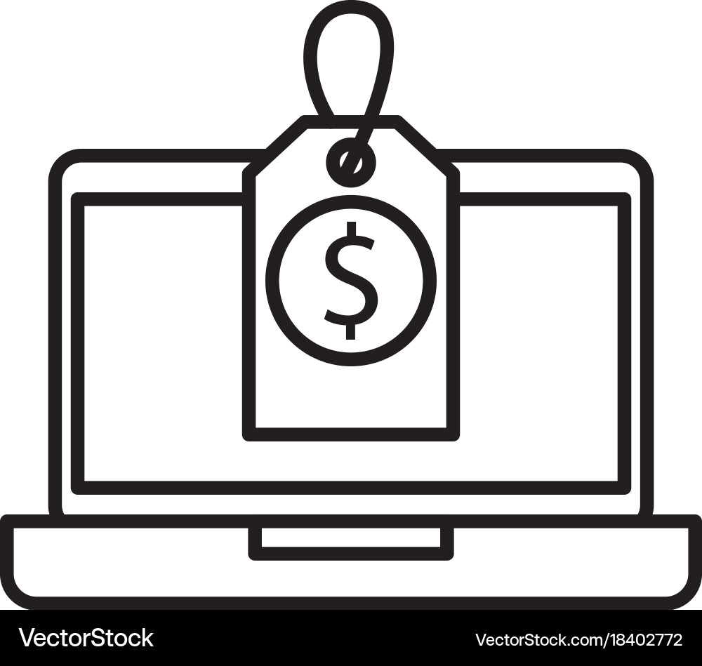 Laptop notebook with tag price dollar ecommerce Vector Image