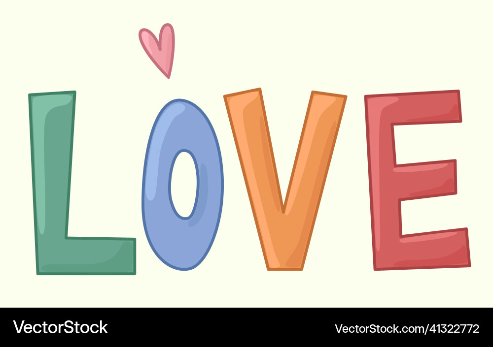 Love cartoon color lettering Royalty Free Vector Image
