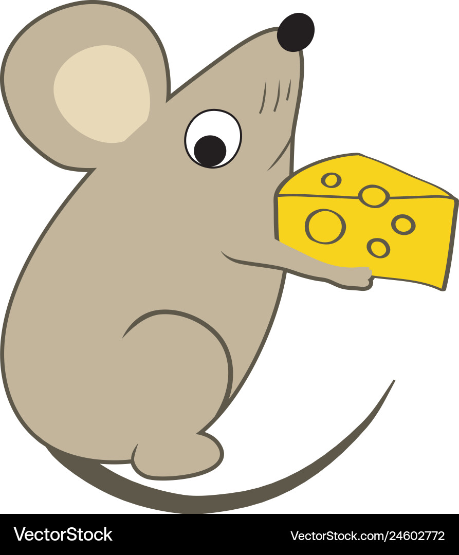 Mouse with a piece of cheese Royalty Free Vector Image
