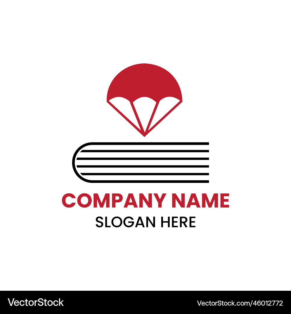 Parachute book logo design concept with book Vector Image