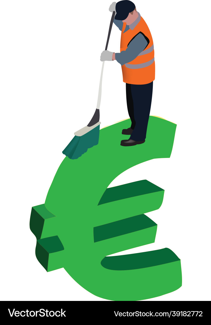 Person in ecological operator uniform with broom Vector Image