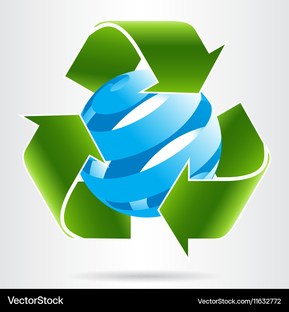 Recycle arrows and abstract blue sphere Royalty Free Vector