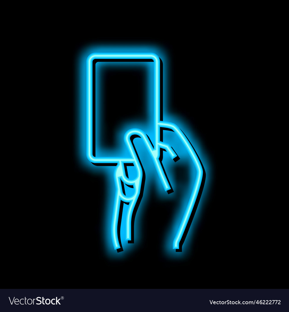 Red Card From Arbitrator Neon Glow Icon Royalty Free Vector