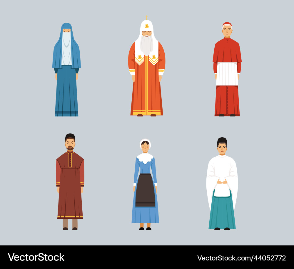 Representatives of religious confession set Vector Image