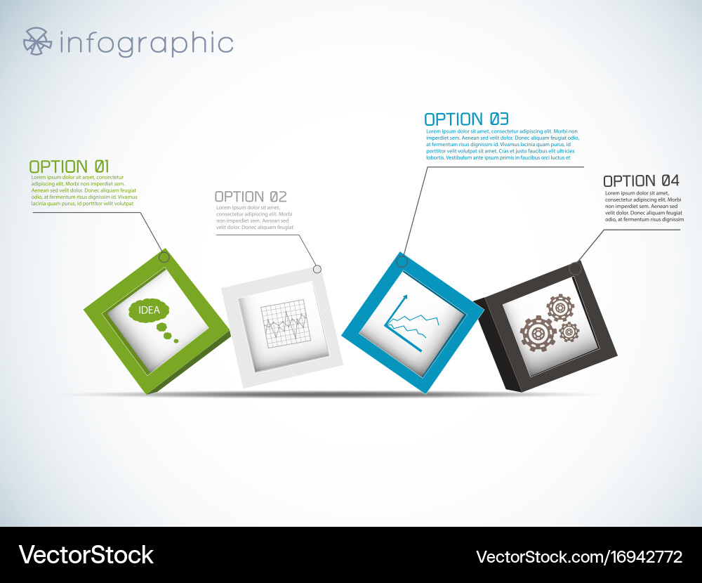 Row of cubes infographics Royalty Free Vector Image