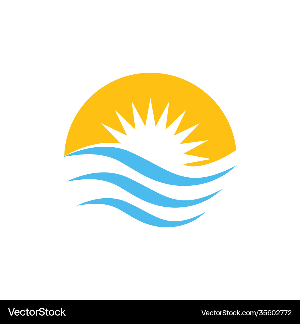 Simple geometric sun waves colorful design logo Vector Image