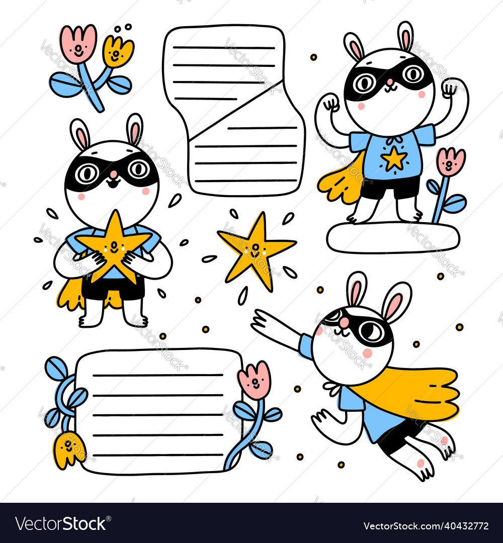 Superhero bunny character clip art Royalty Free Vector Image