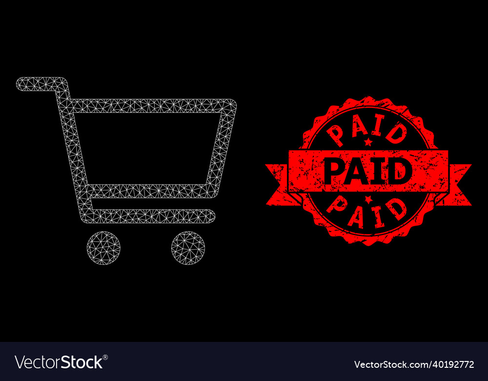 Textured paid stamp and web net shopping cart Vector Image Textured paid stamp and web net shopping cart Vector Image