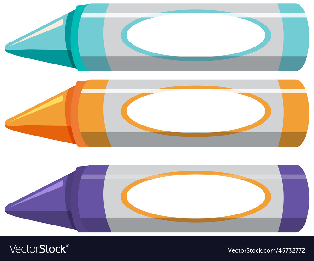 Three crayons isolated set Royalty Free Vector Image