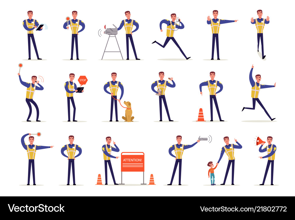 Traffic officer in uniform with high visibility Vector Image