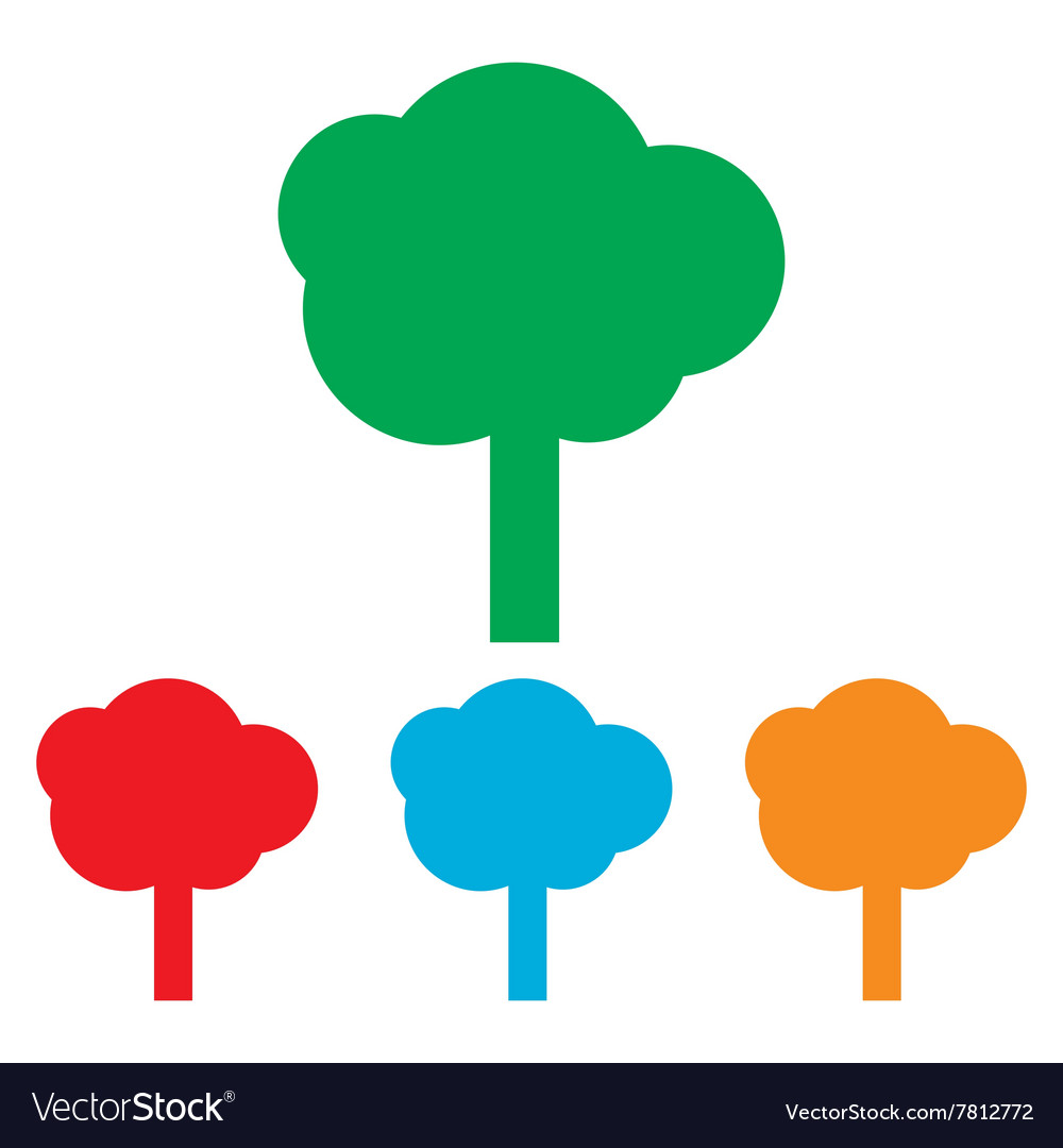 Tree sign colorful set Royalty Free Vector Image