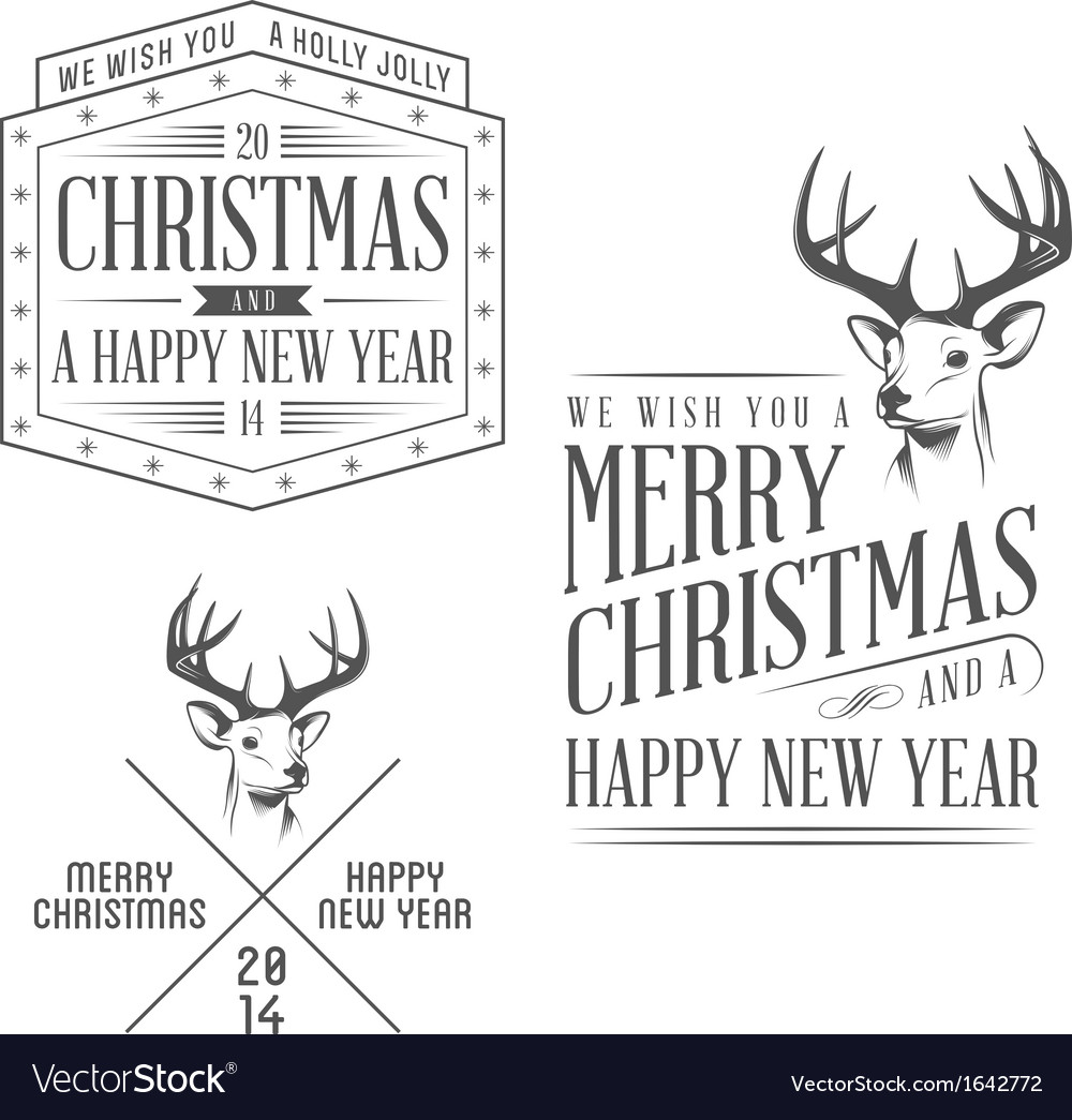 Vintage christmas design elements set Royalty Free Vector