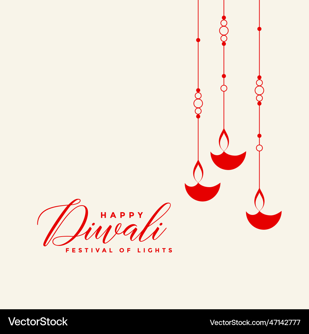 Awesome red hanging diwali diya background Vector Image