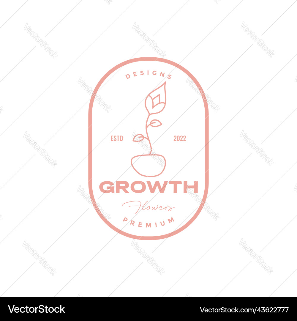 Badge with bud flower logo design Royalty Free Vector Image
