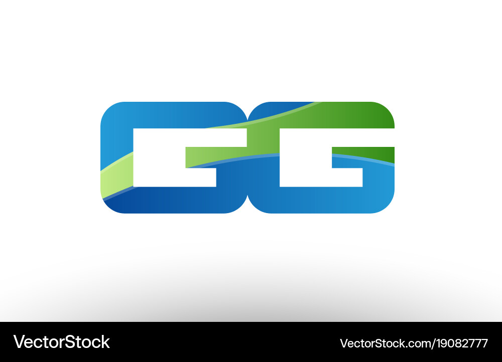 Blue green gg g alphabet letter logo Royalty Free Vector