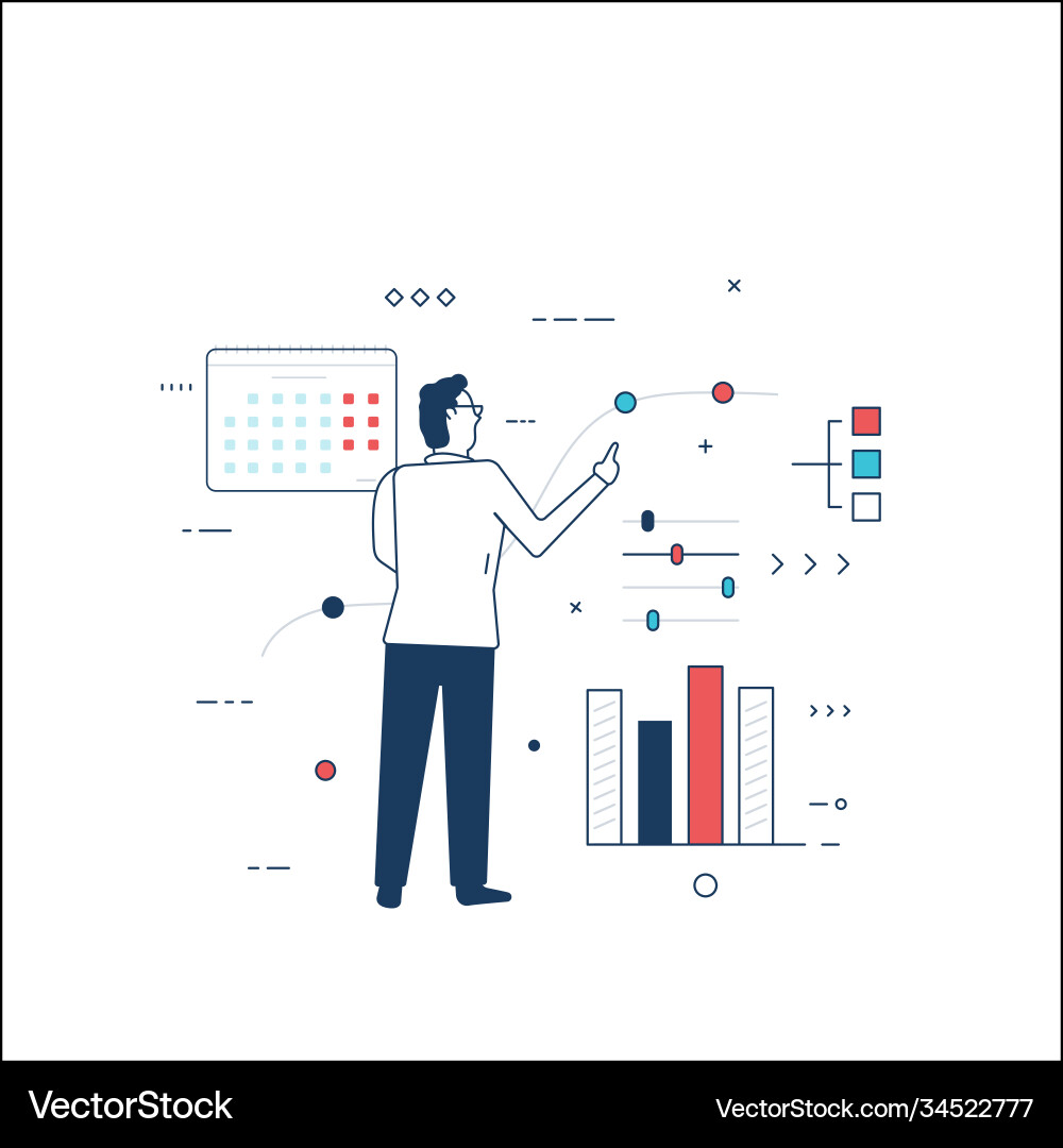 Businessman and finance analysis Royalty Free Vector Image