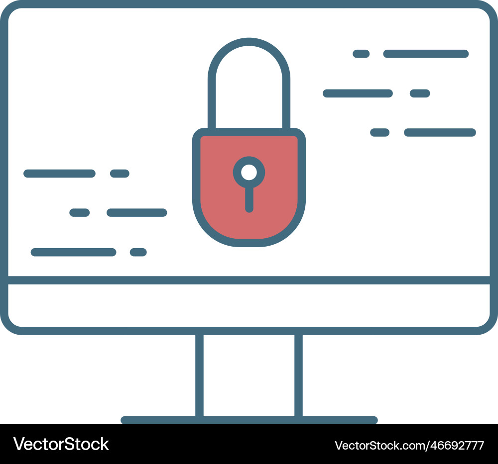Computer monitor screen and lock icon Royalty Free Vector