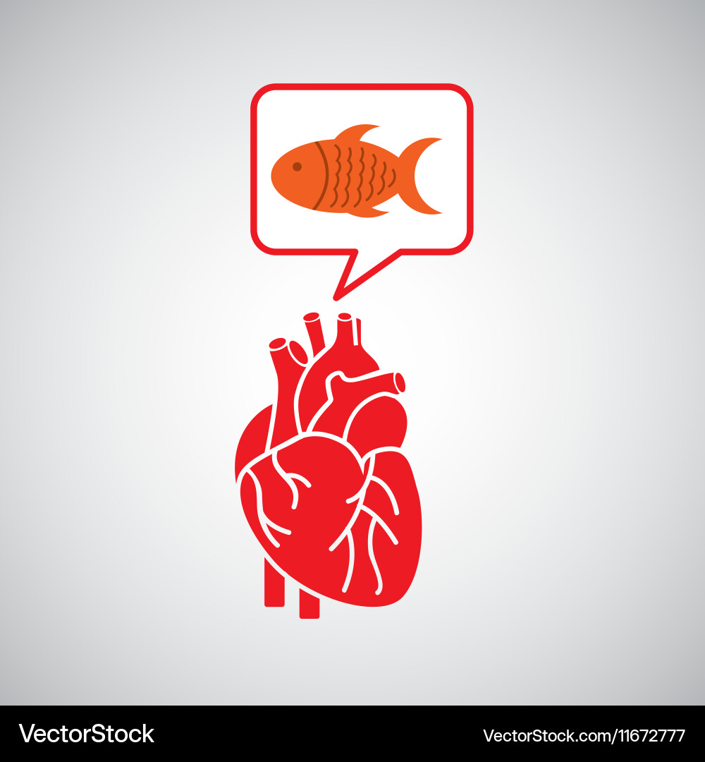 Concept healthy heart fish fresh icon Royalty Free Vector