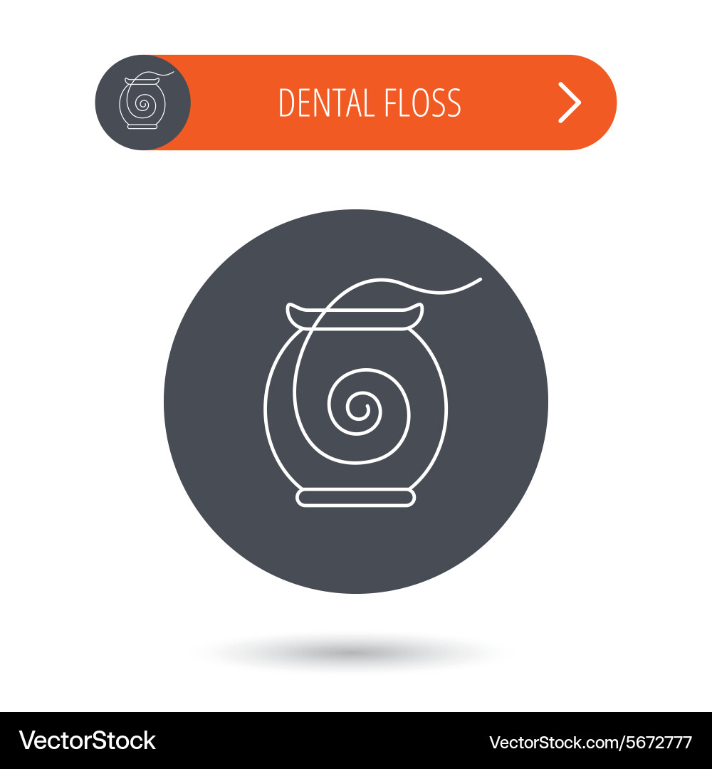Dental floss icon teeth cleaning sign Royalty Free Vector