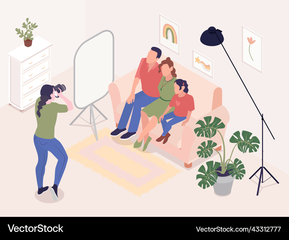Family photo session isometric Royalty Free Vector Image