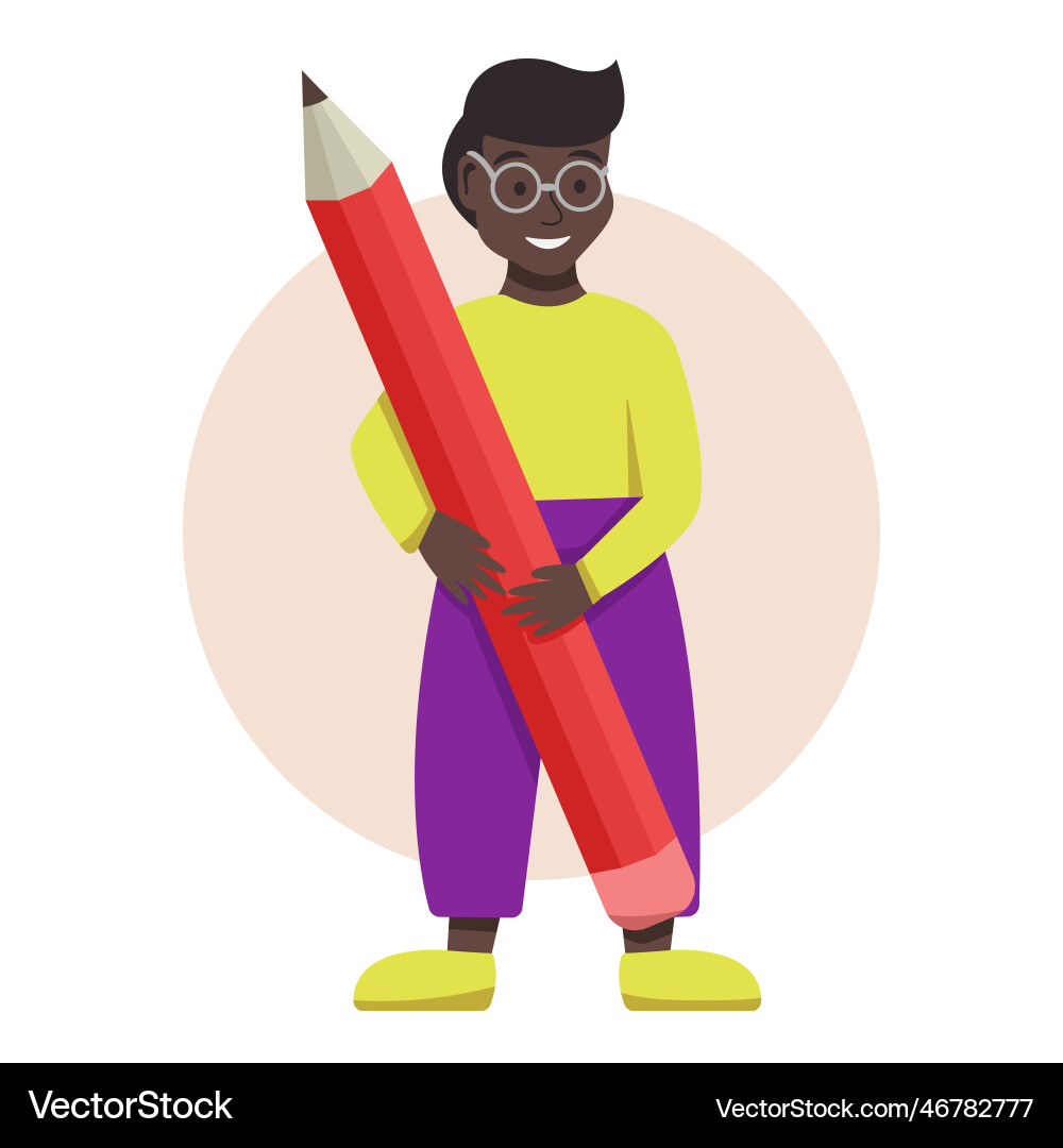 Flat cartoon happy character student boy standing Vector Image