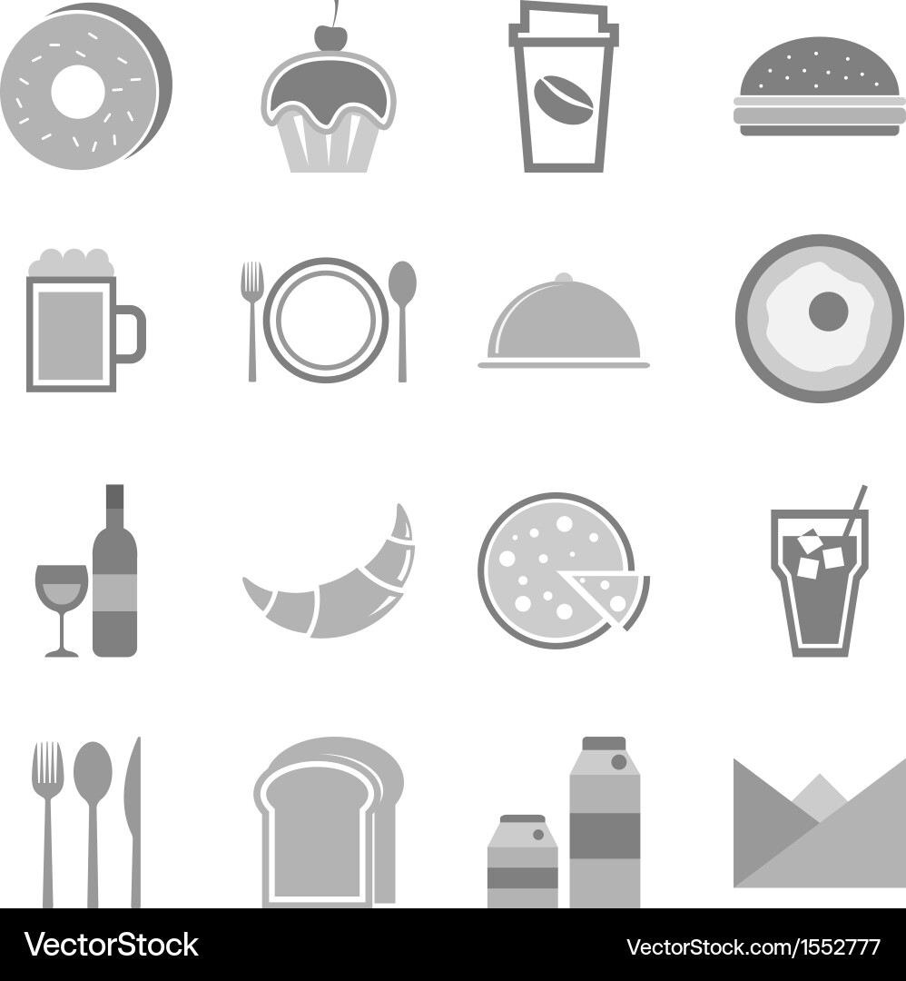 Food icons set on white background Royalty Free Vector Image