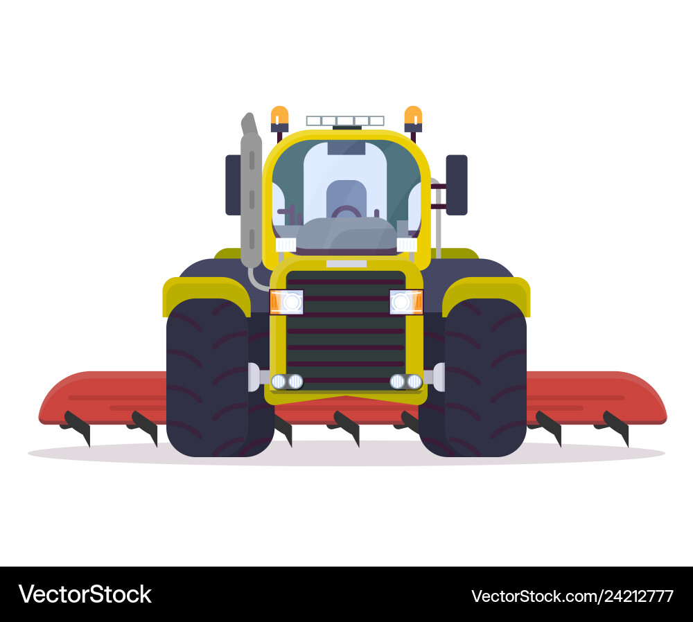 Front view of cultivator tractor Royalty Free Vector Image