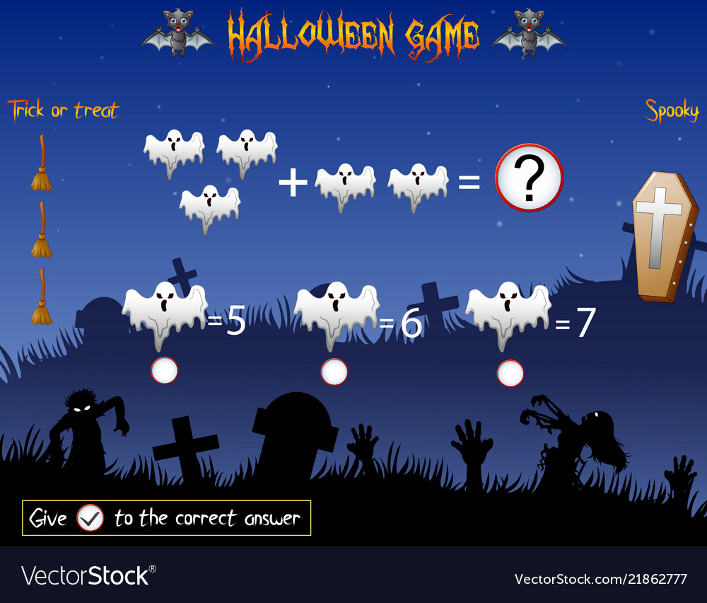 Game count the ghost in halloween theme Royalty Free Vector