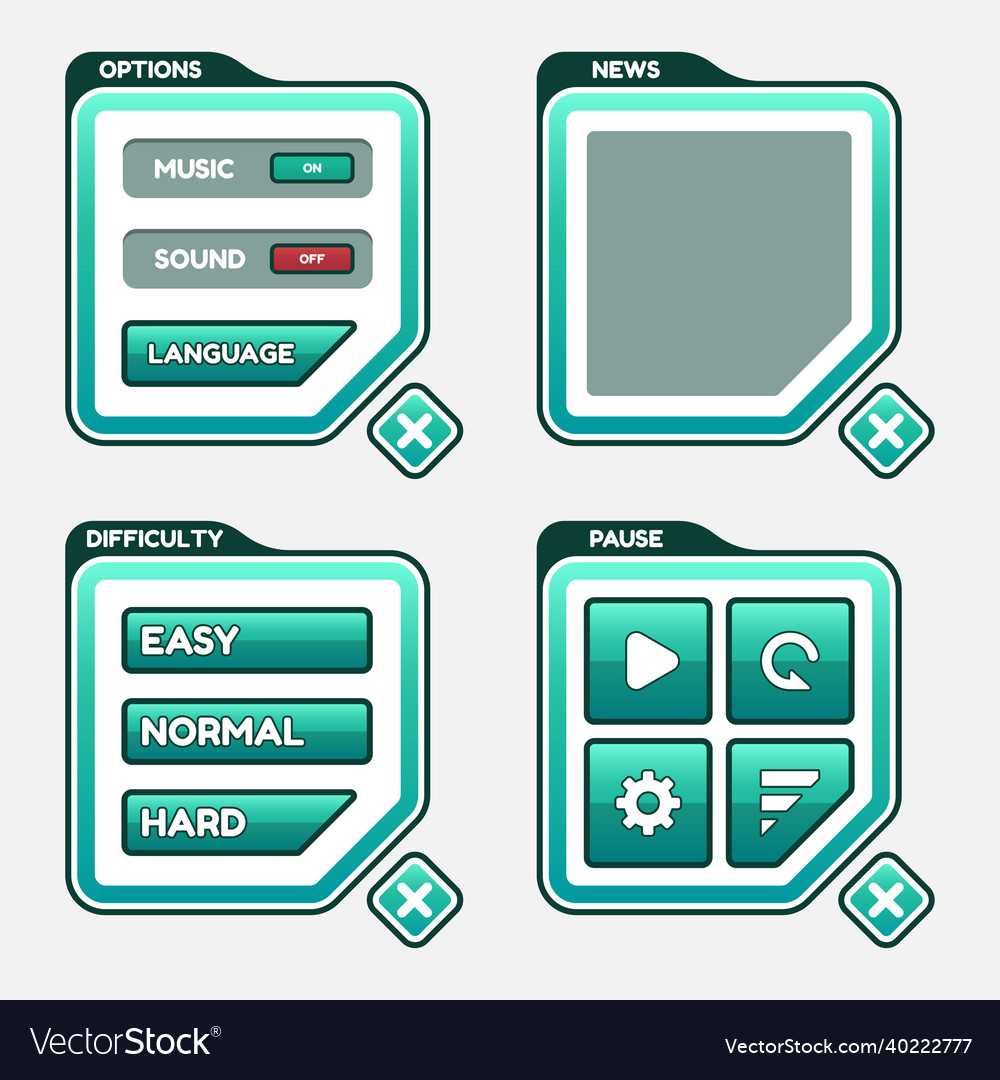 Game template gui kit interface level selection Vector Image