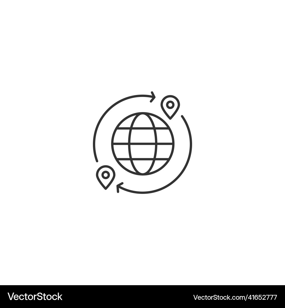 Global pin world map line icon earth planet Vector Image