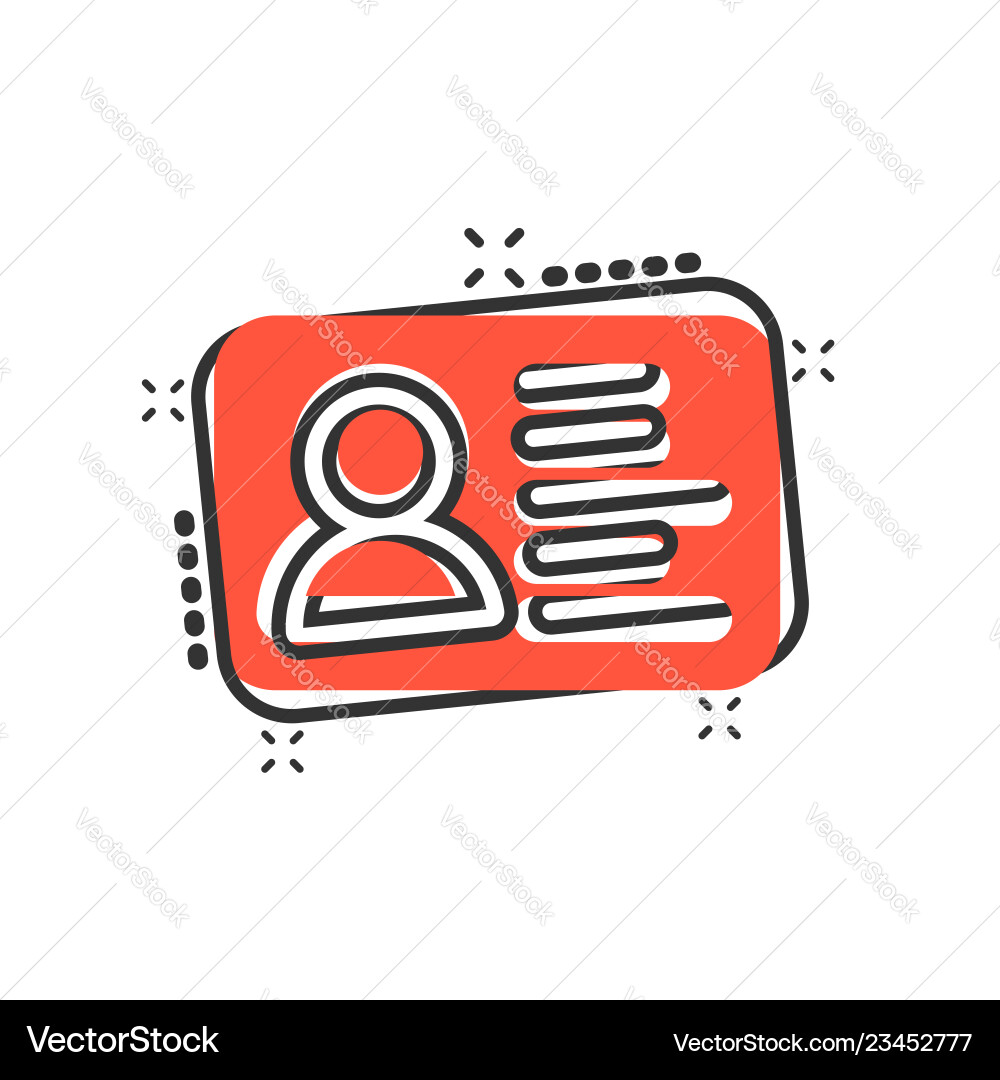 Id card icon in comic style identity badge Vector Image