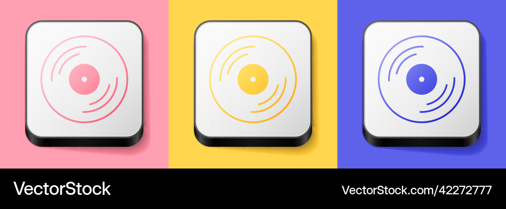 Isometric vinyl disk icon isolated on pink yellow Vector Image