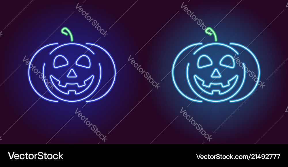 Kind neon pumpkin in blue and light color Vector Image