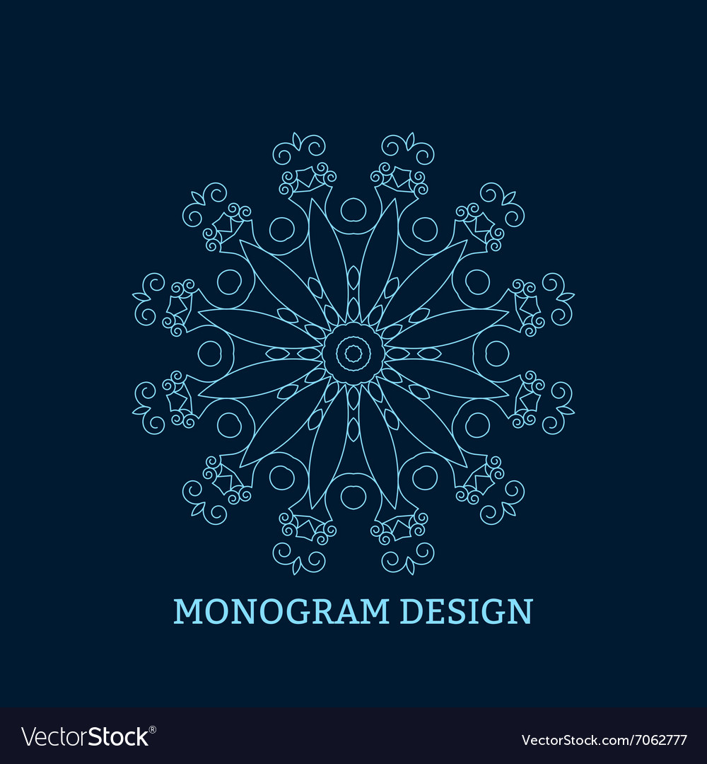 Linear blue monogram Royalty Free Vector Image